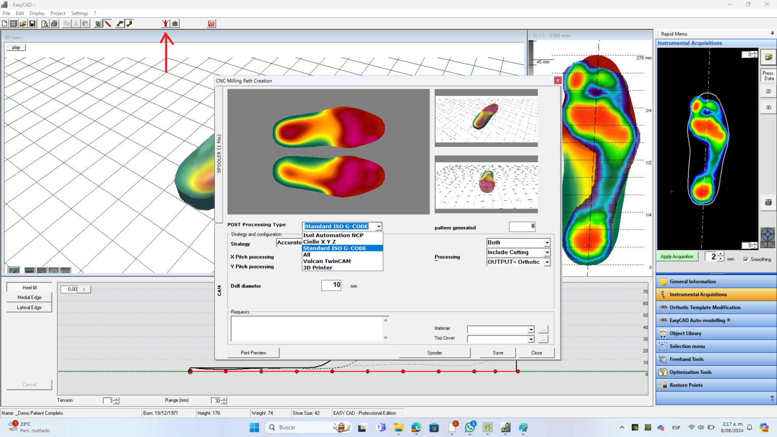 Insole modeling software - easyCAD insole - Sensor Medica