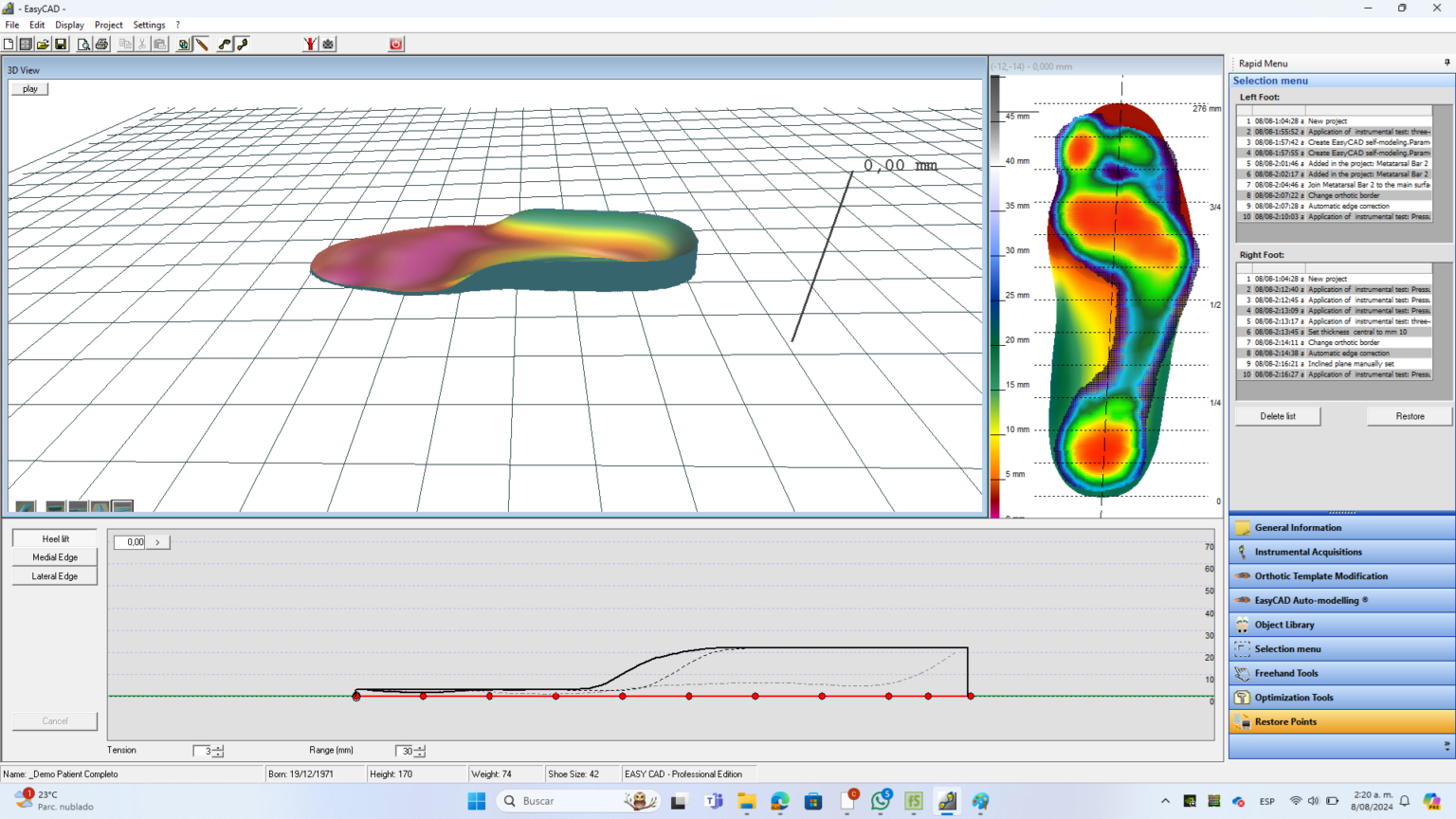 Insole modeling software - easyCAD insole - Sensor Medica