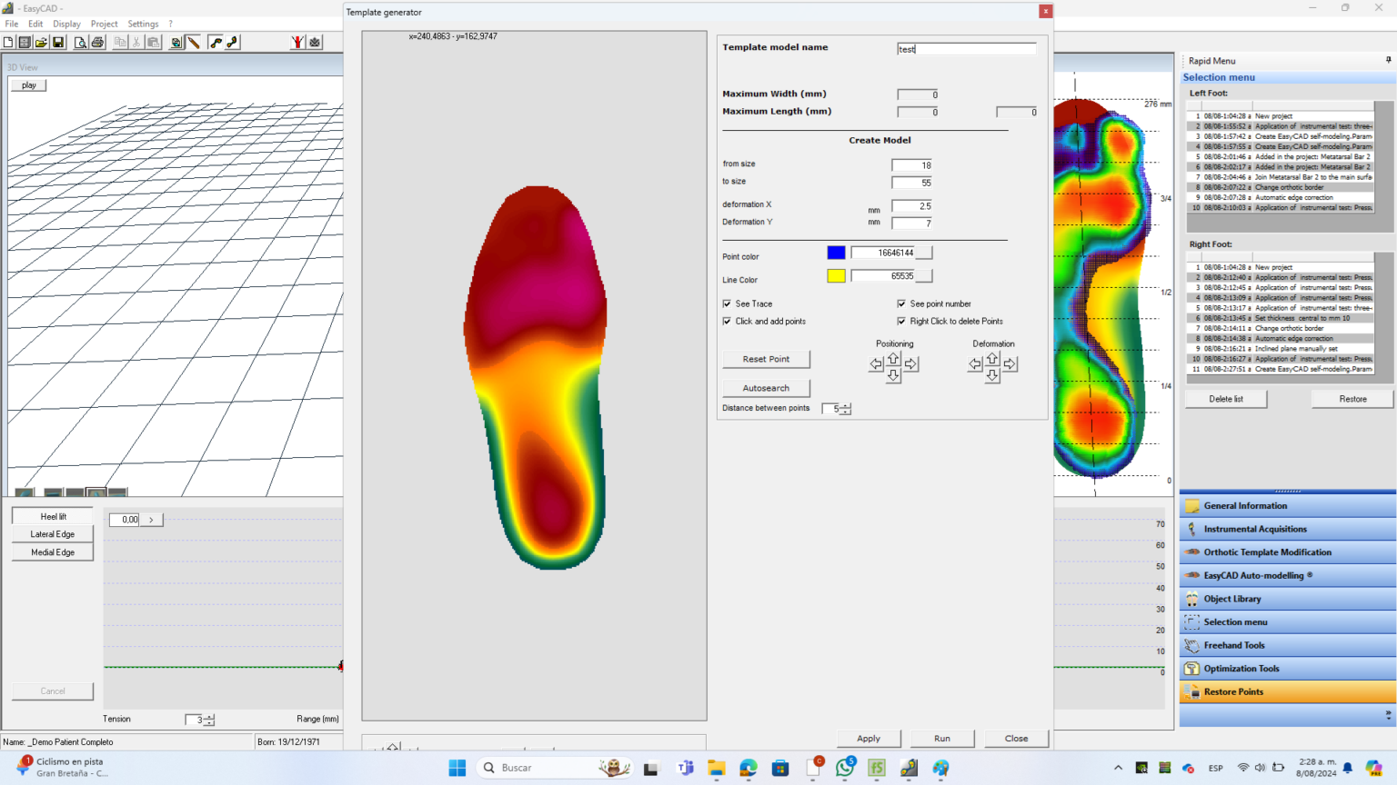 Insole modeling software - easyCAD insole - Sensor Medica