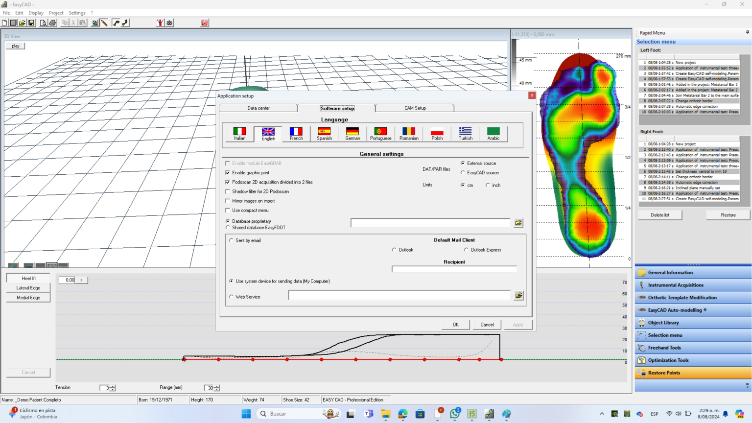 Insole modeling software - easyCAD insole - Sensor Medica