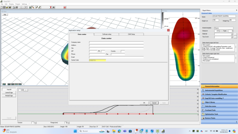 Insole modeling software - easyCAD insole - Sensor Medica